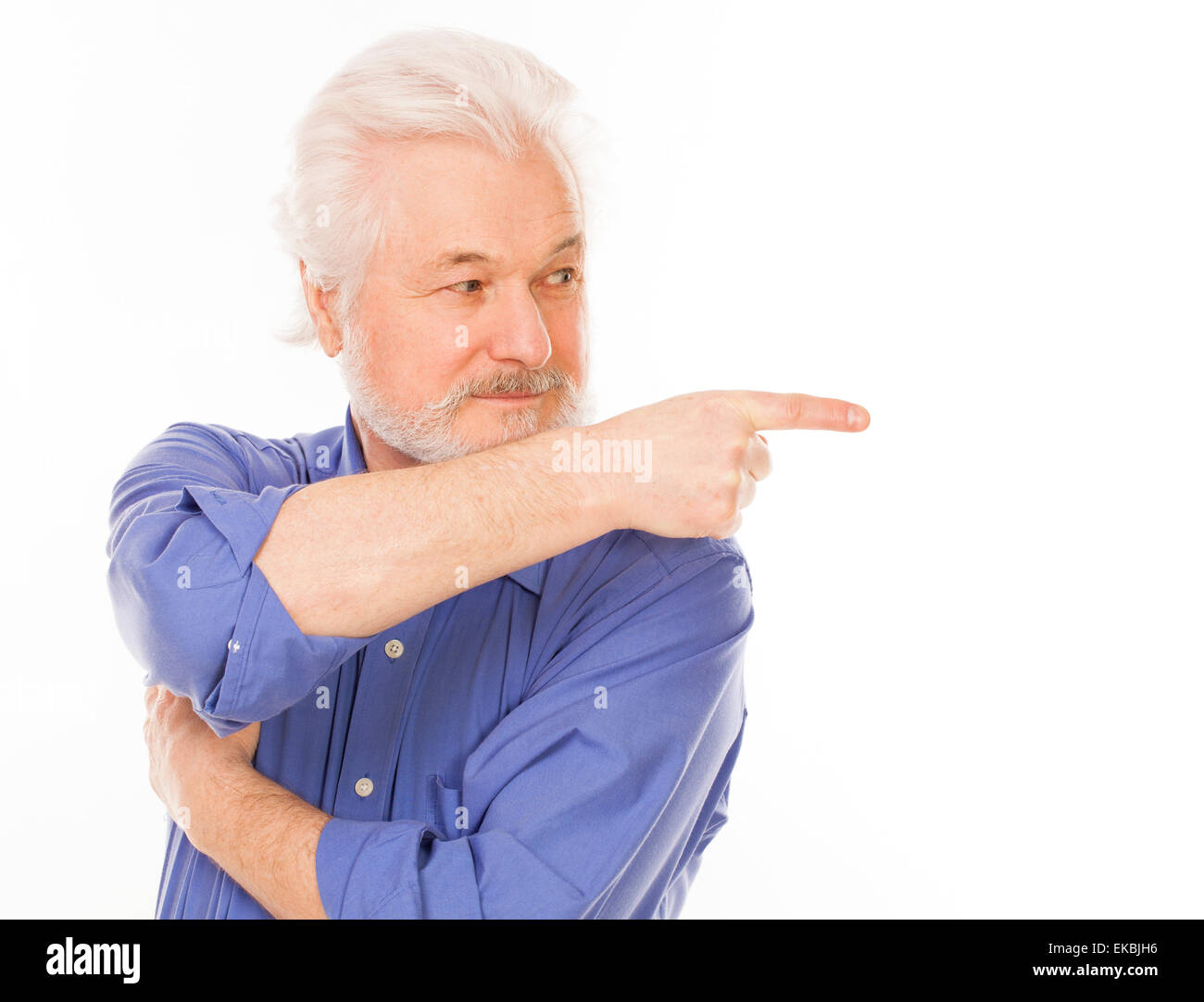 Handsome man shows on something Stock Photo - Alamy