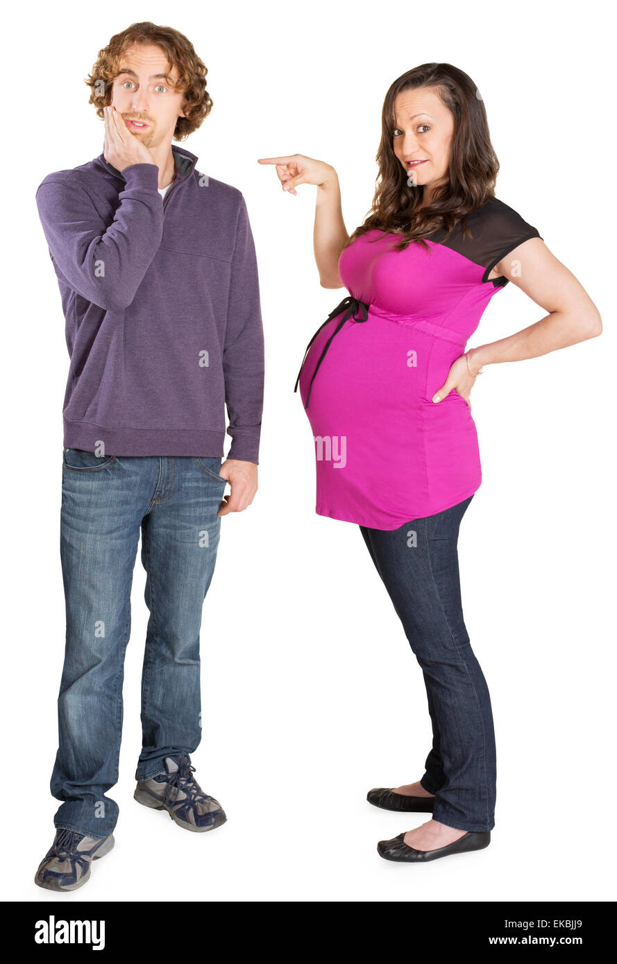 Mother Pointing Finger at Man Stock Photo - Alamy