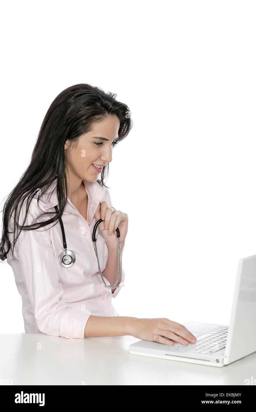 Gp practice nurse typing hi-res stock photography and images - Alamy