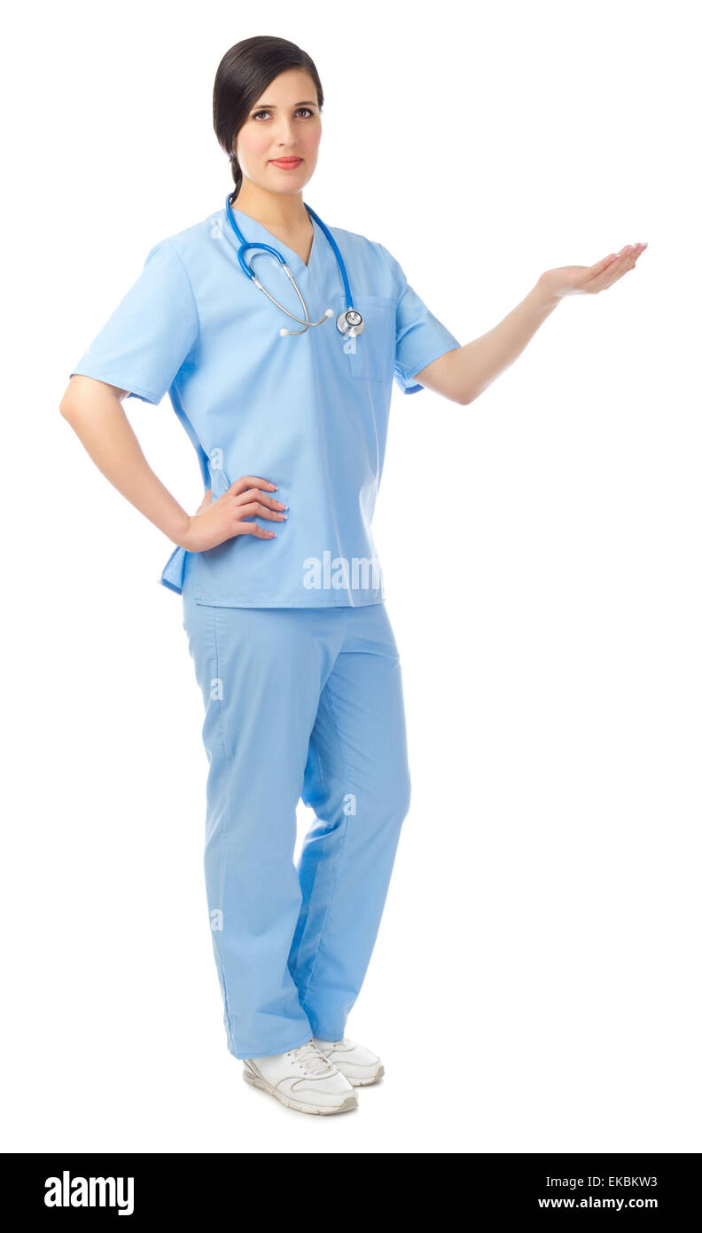 Doctor shows welcome gesture Stock Photo - Alamy
