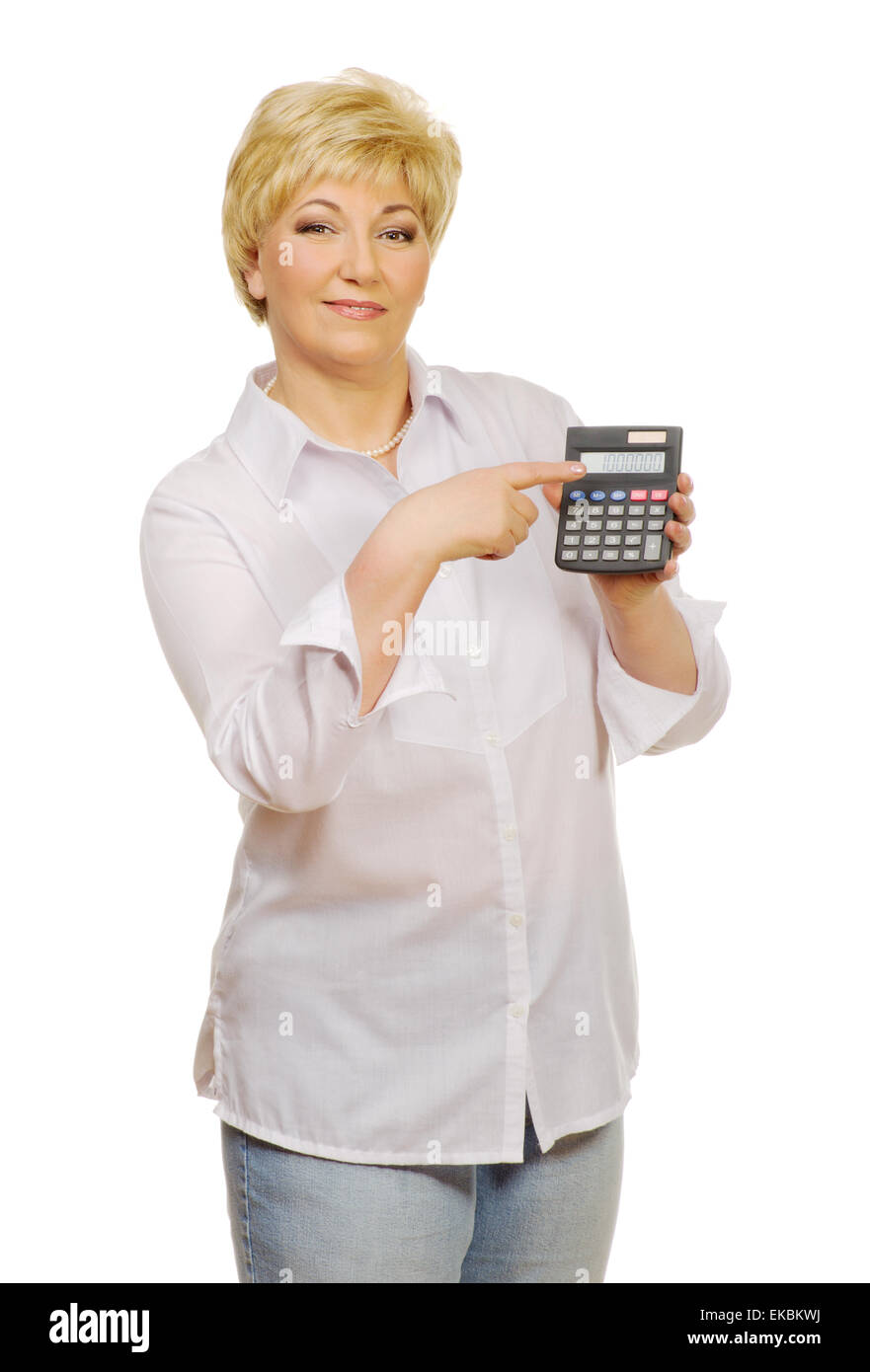 Woman calculator isolated on hi-res stock photography and images - Alamy