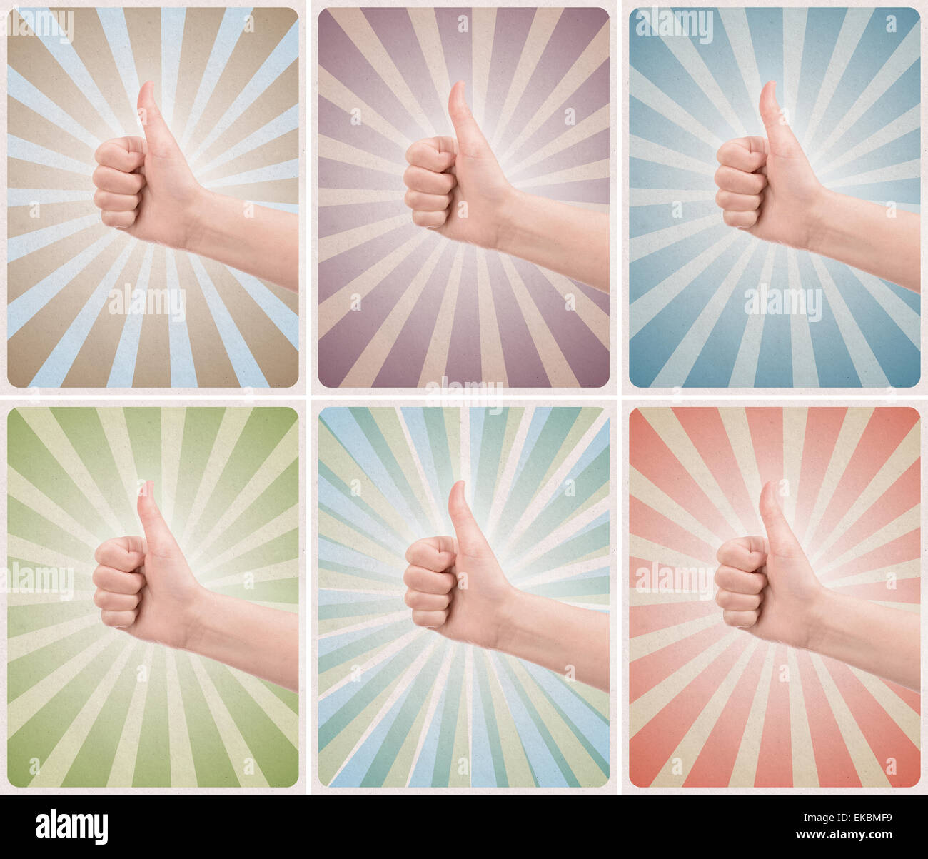 Set of retro style poster with thumb up gesture Stock Photo - Alamy
