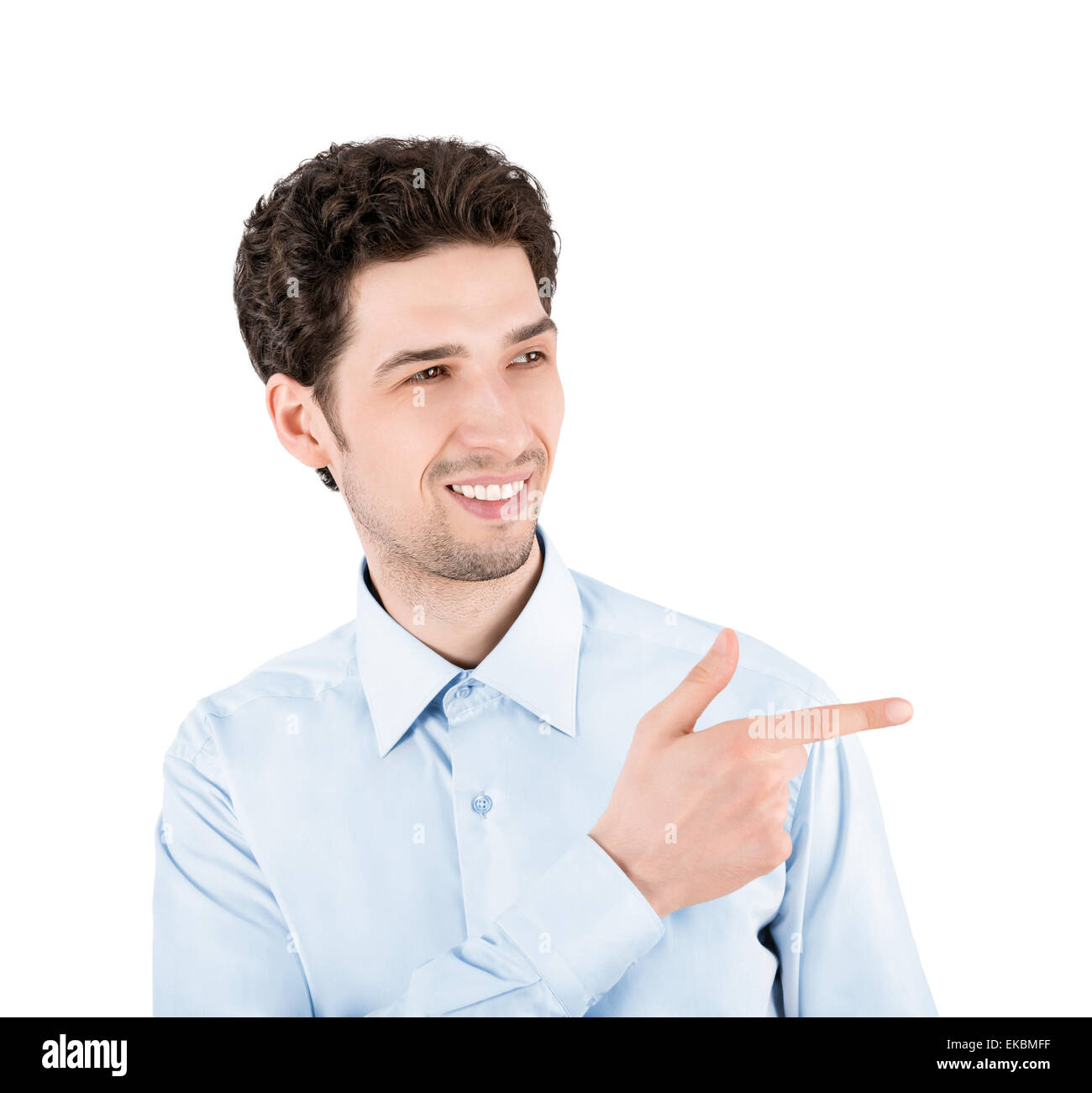 Handsome success man with pointing gesture Stock Photo - Alamy