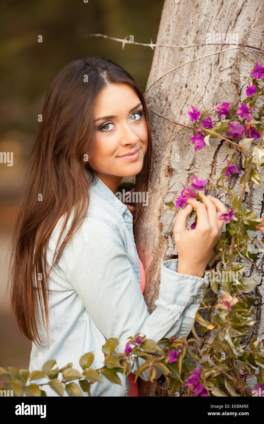 Woman smells flowers hi-res stock photography and images - Alamy
