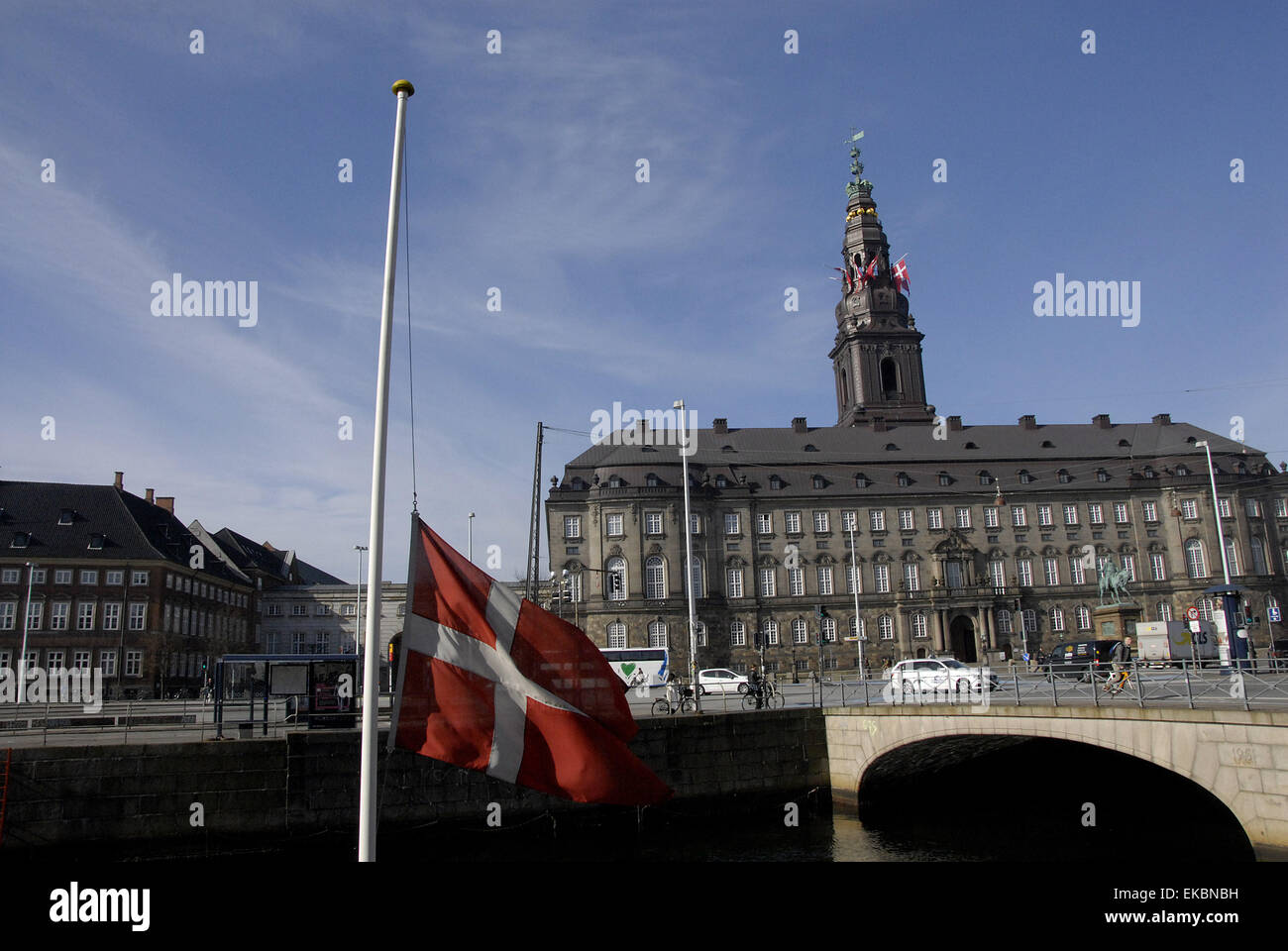 Copenhagen, Denmark. 9th April, 2015. Danish flag at half mast at ...