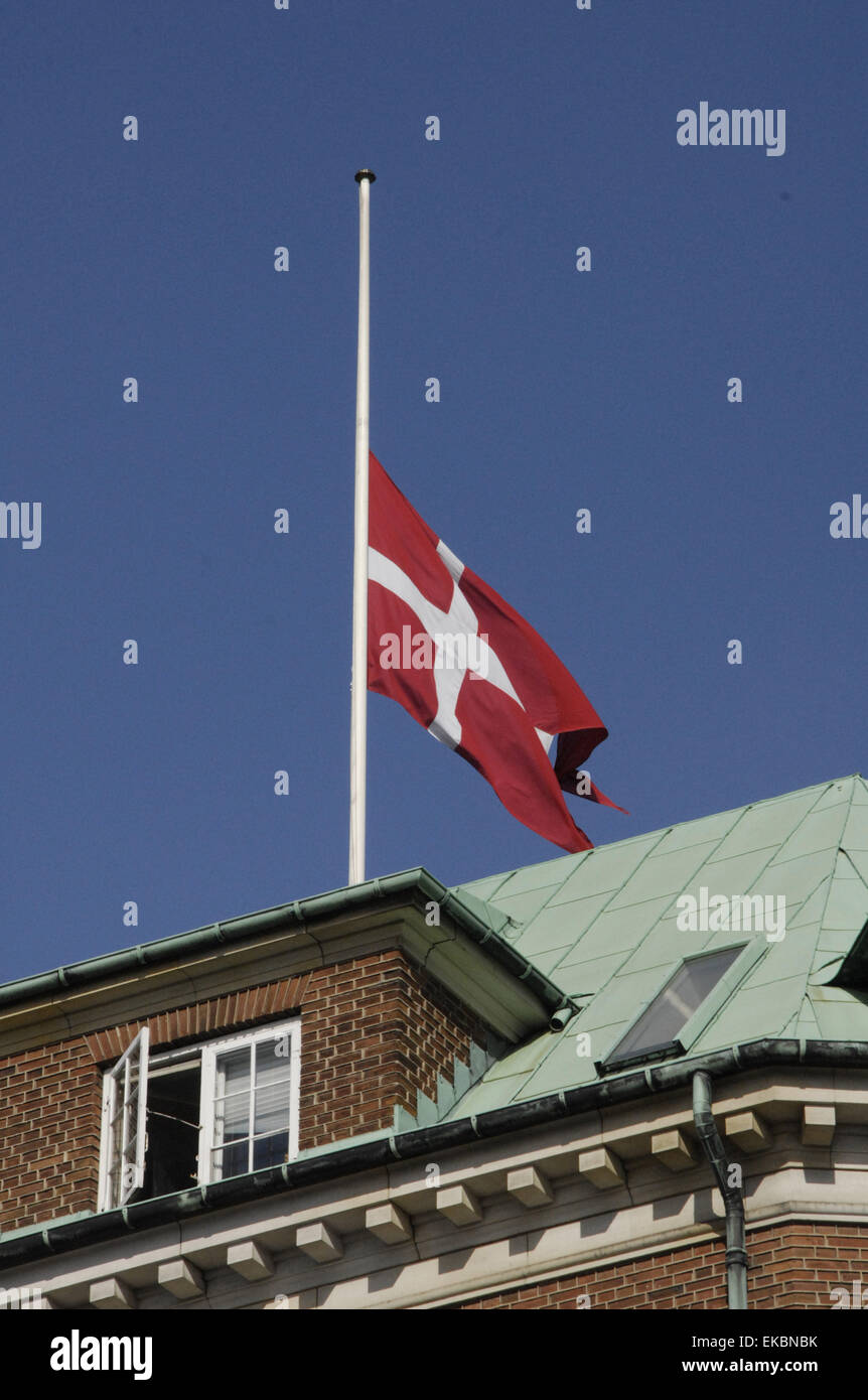 Copenhagen, Denmark. 9th April, 2015. Danish flag at half mast at ...