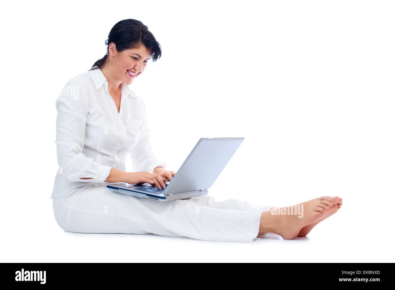 Young woman with laptop Stock Photo - Alamy