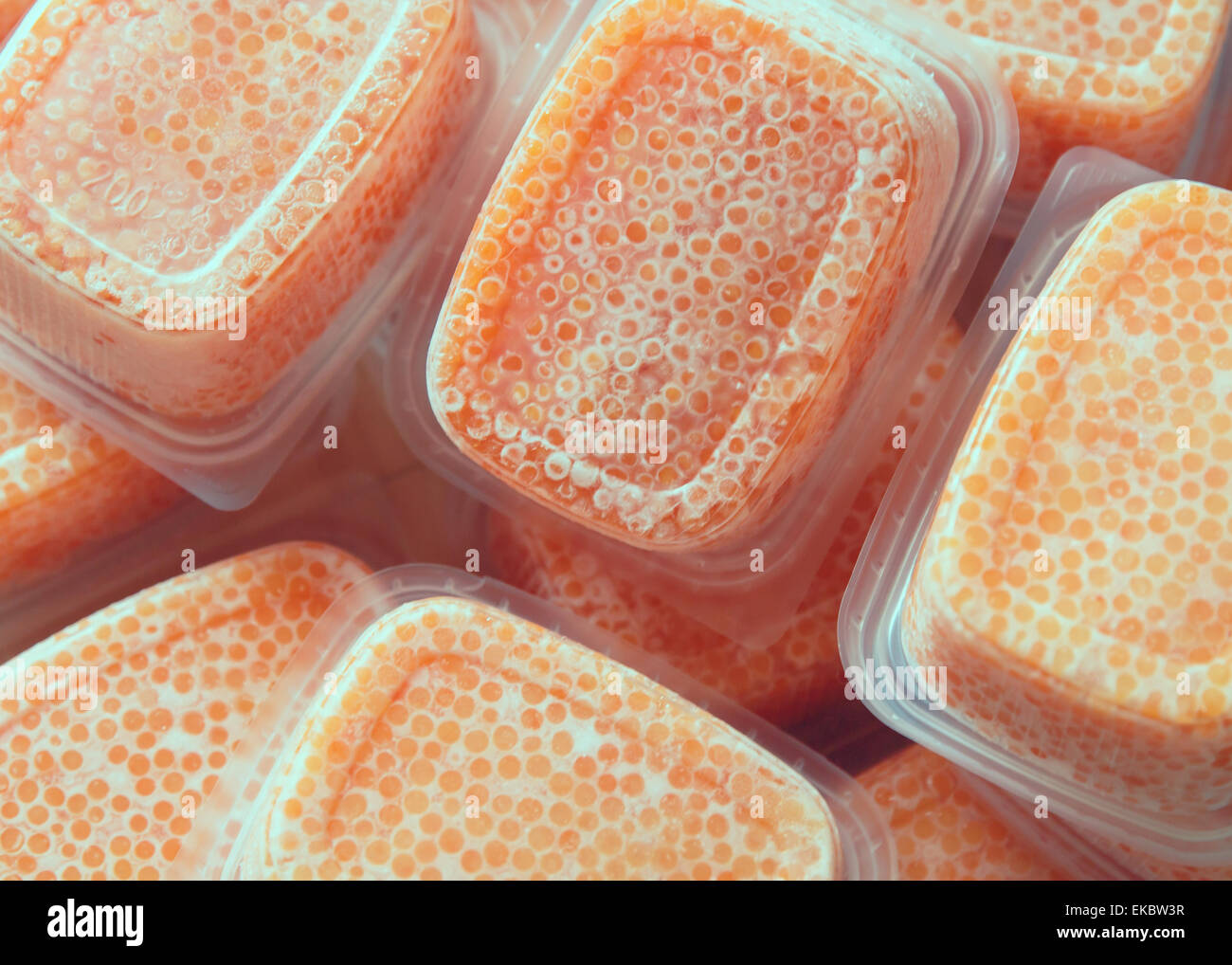 Red caviar frozen in the box Stock Photo - Alamy