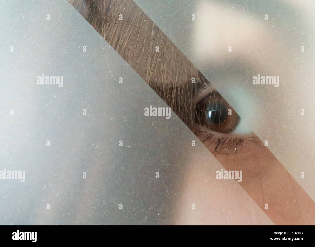 Eye looking behind the window Stock Photo - Alamy