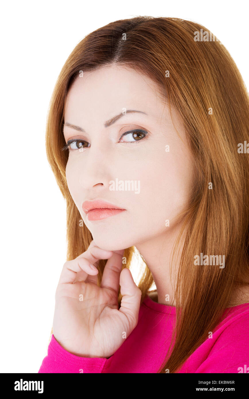 Portrait of a thinking woman Stock Photo - Alamy