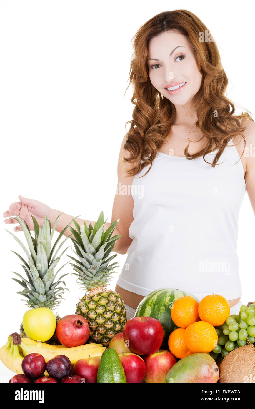 Beautiful woman with fruits Stock Photo - Alamy
