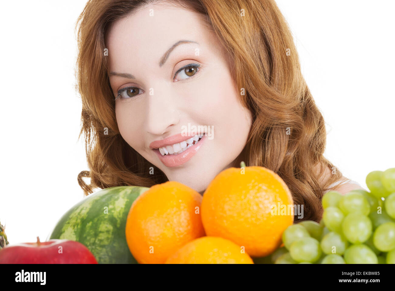 Beautiful woman with fruits Stock Photo - Alamy
