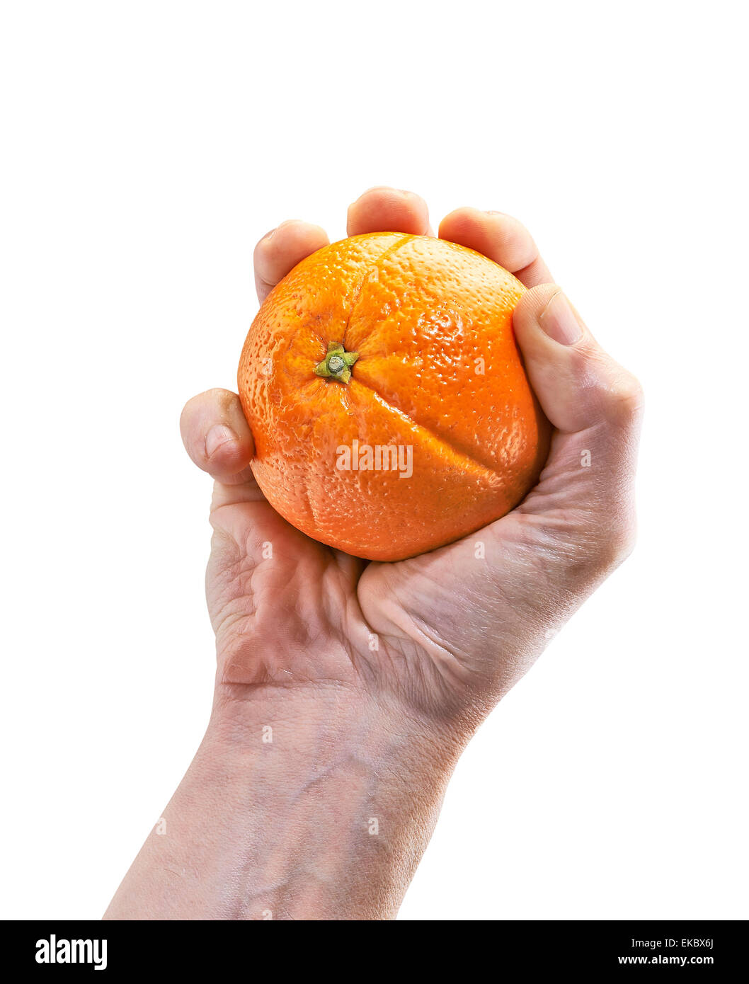 Fresh Orange hold by Male Hand isolated with clipping path Stock Photo ...