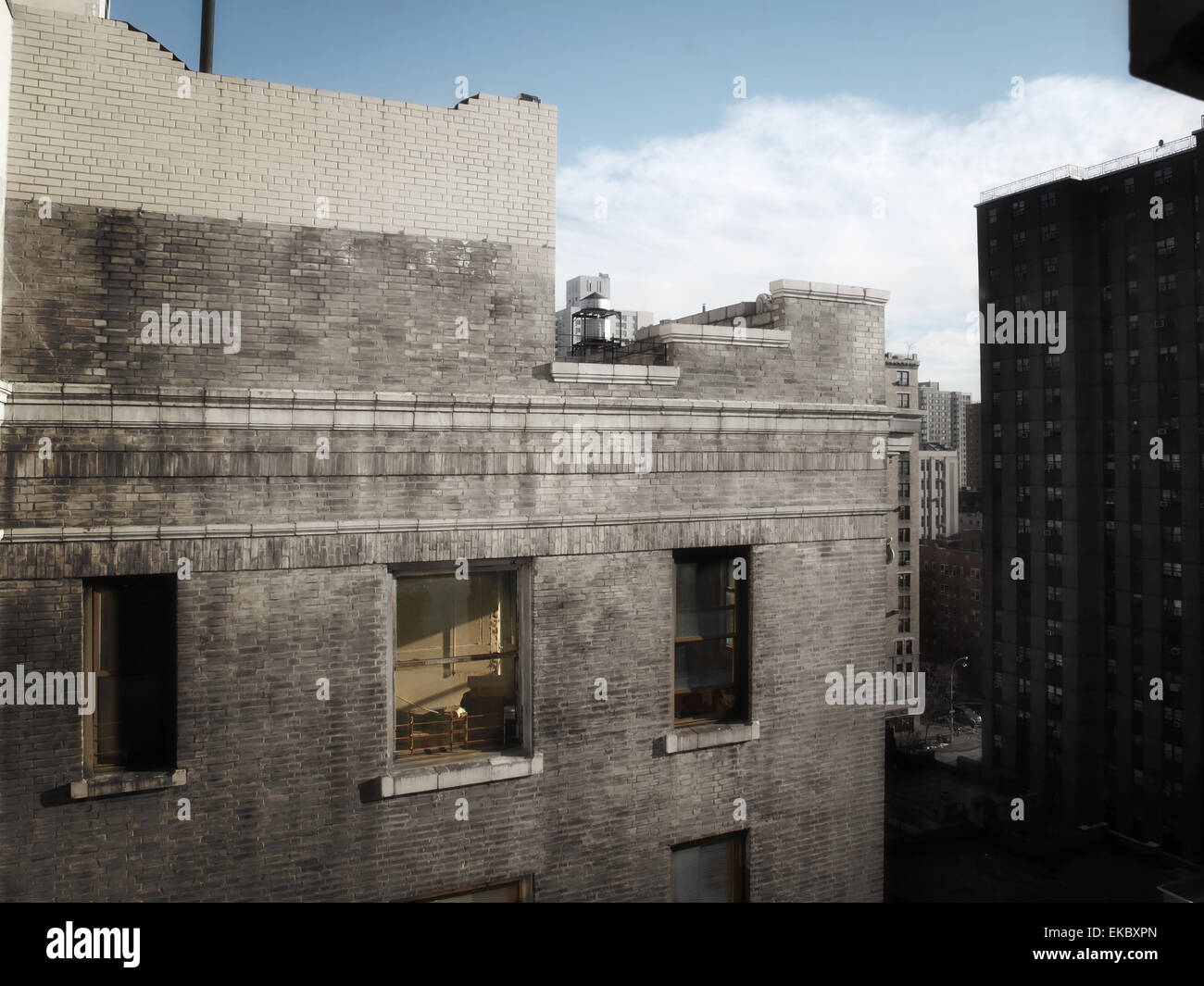 The late afternoon cold Winter sun illuminates an empty apartment in ...