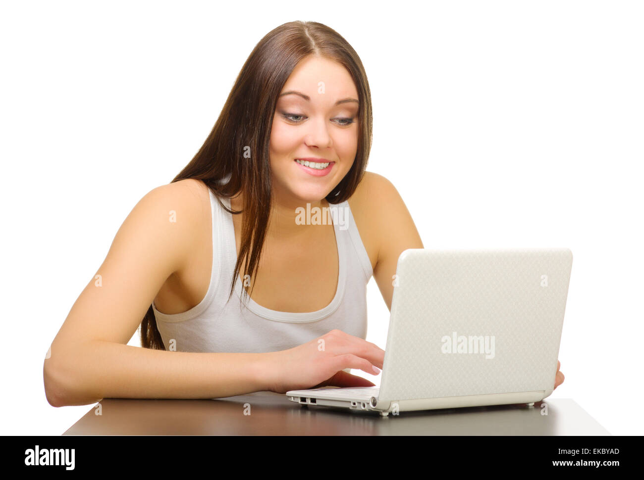 Young girl with laptop Stock Photo - Alamy