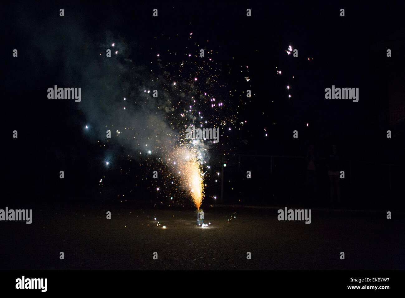 Fireworks in field at night Stock Photo - Alamy