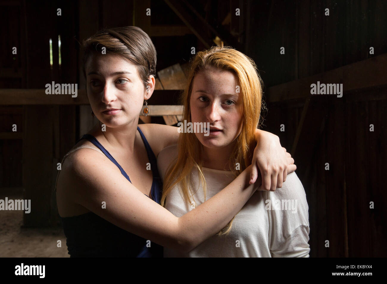 Portrait of two sisters Stock Photo - Alamy
