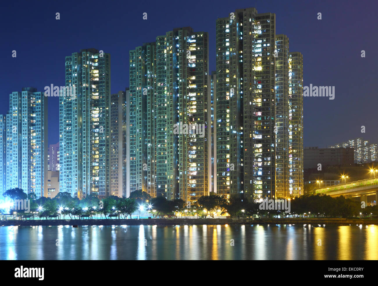 apartment building at night Stock Photo - Alamy