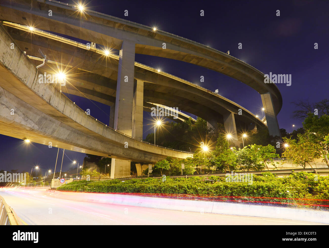 crossing highway overhead at night Stock Photo - Alamy
