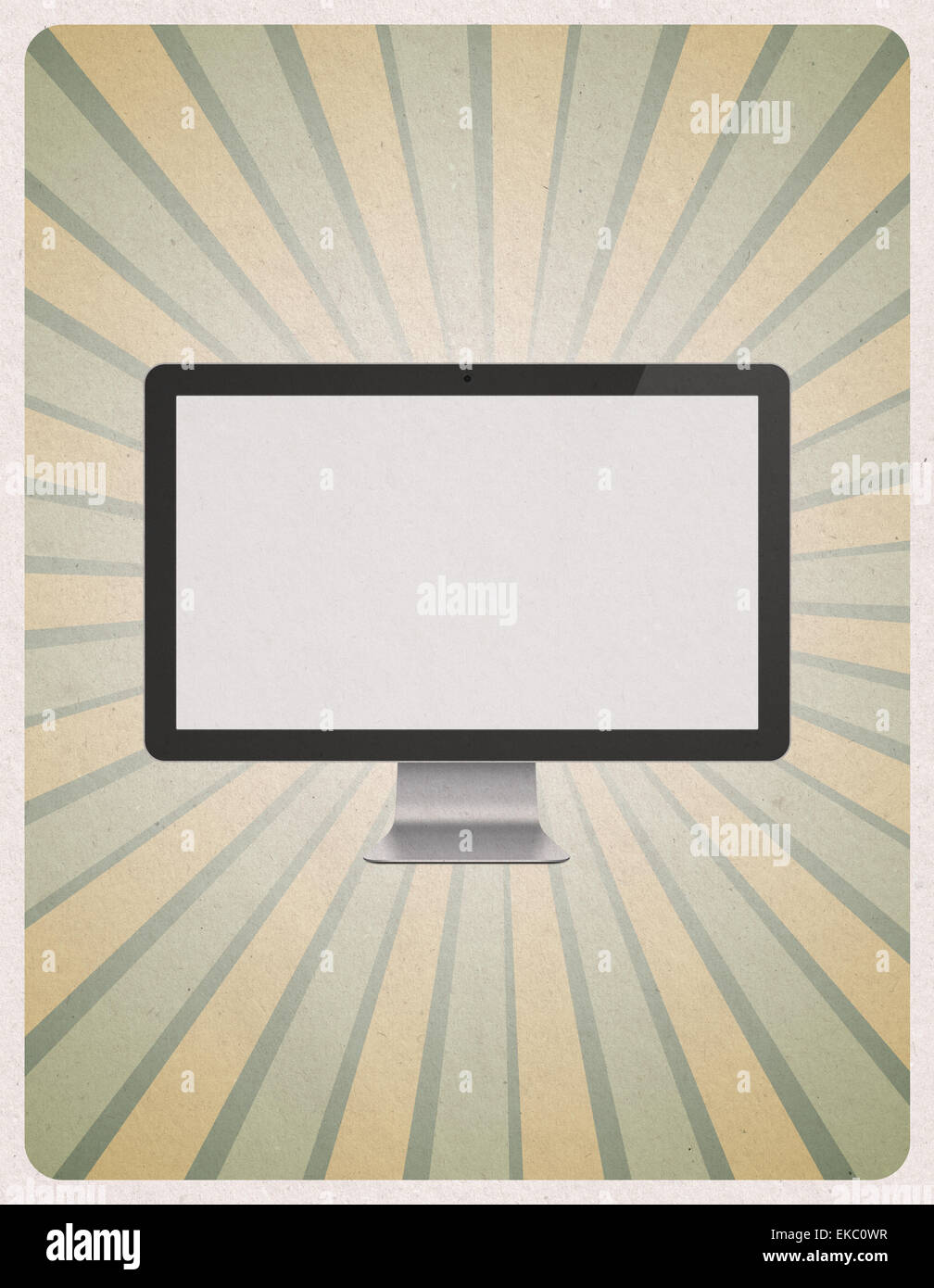 Modern computer monitor on retro background Stock Photo - Alamy