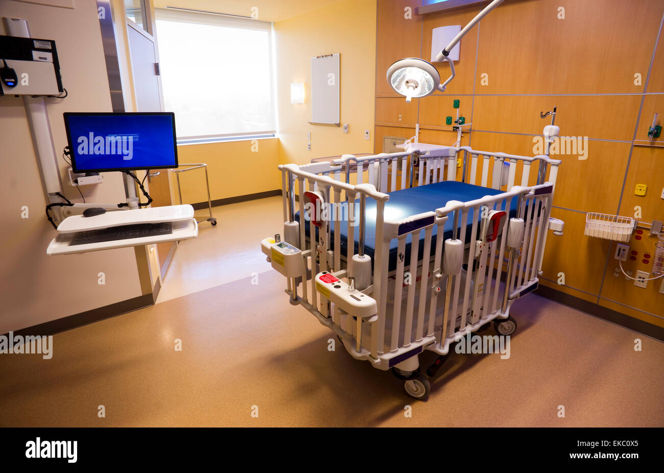 Medical Inspection Light Shines Down Bed Childrens Hospital Room Stock ...