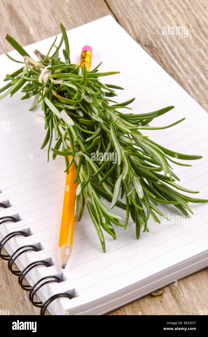 rosemary on a kitchen notebook Stock Photo - Alamy