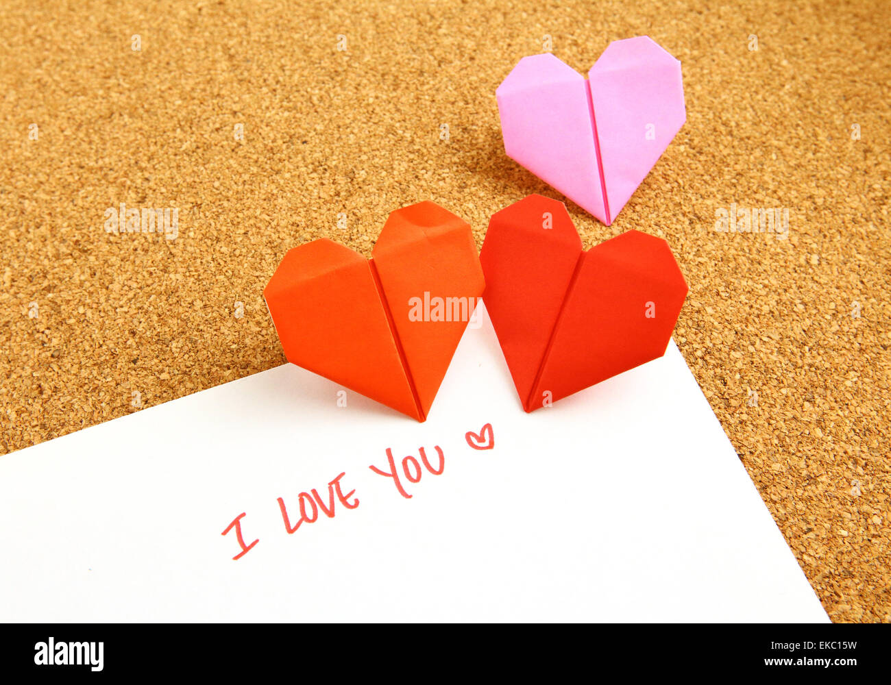 Origami paper hearts with message Stock Photo - Alamy