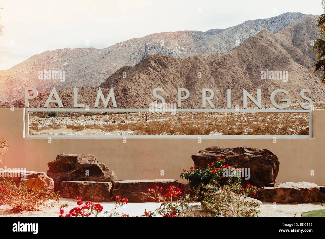 Palm Springs sign on wall, Palm Springs, California, USA Stock Photo ...