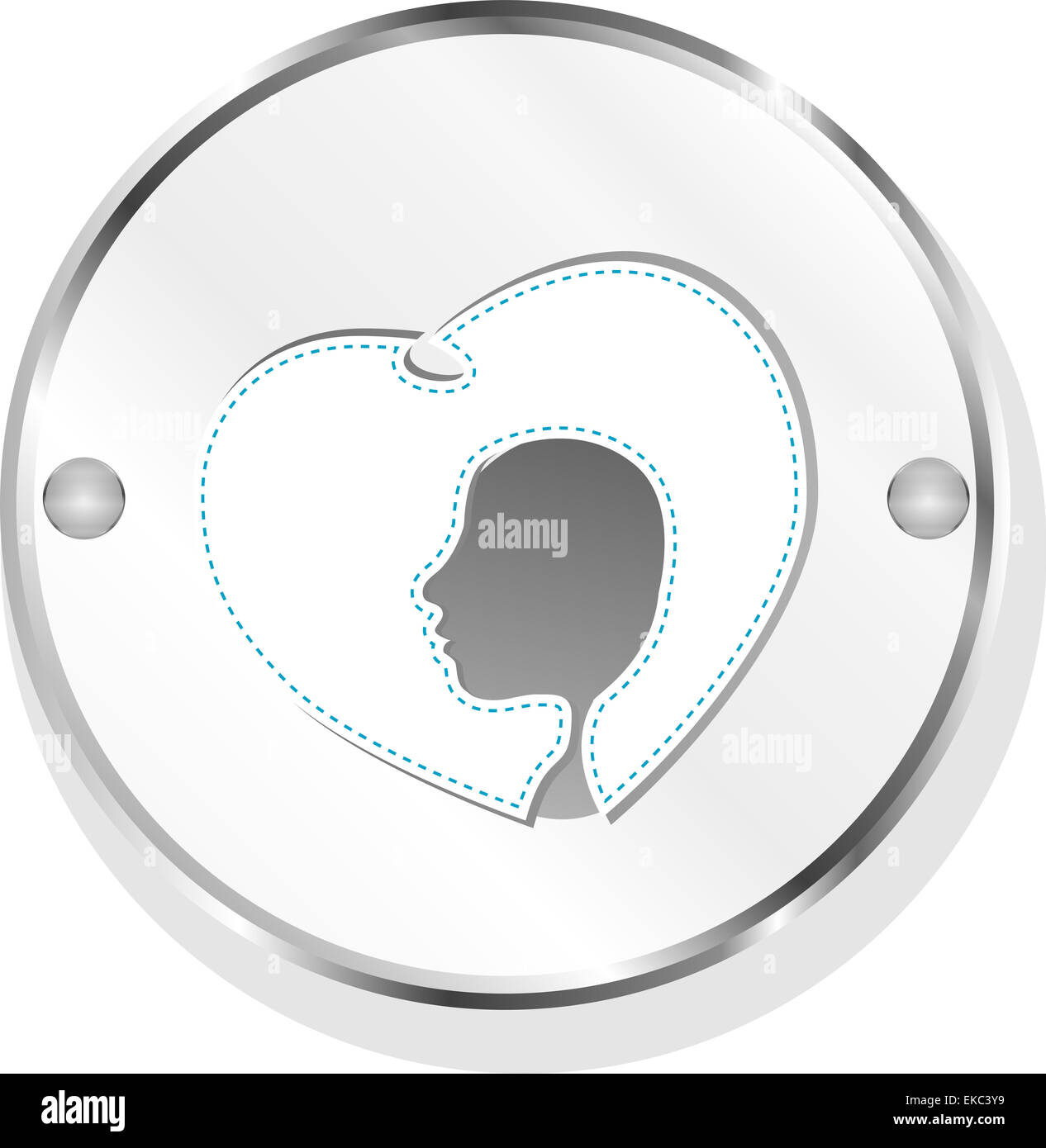 heart and people head metallic icon design Stock Photo - Alamy