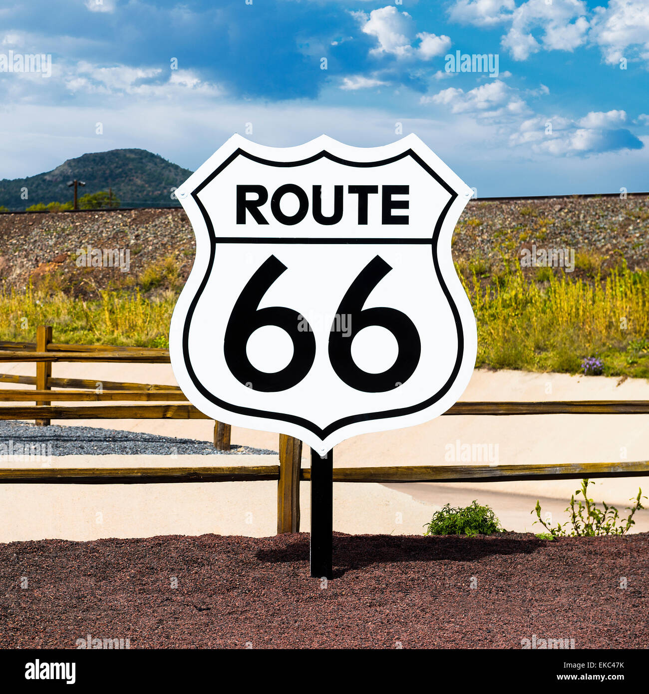 Historic Route 66 Road Sign Stock Photo - Alamy