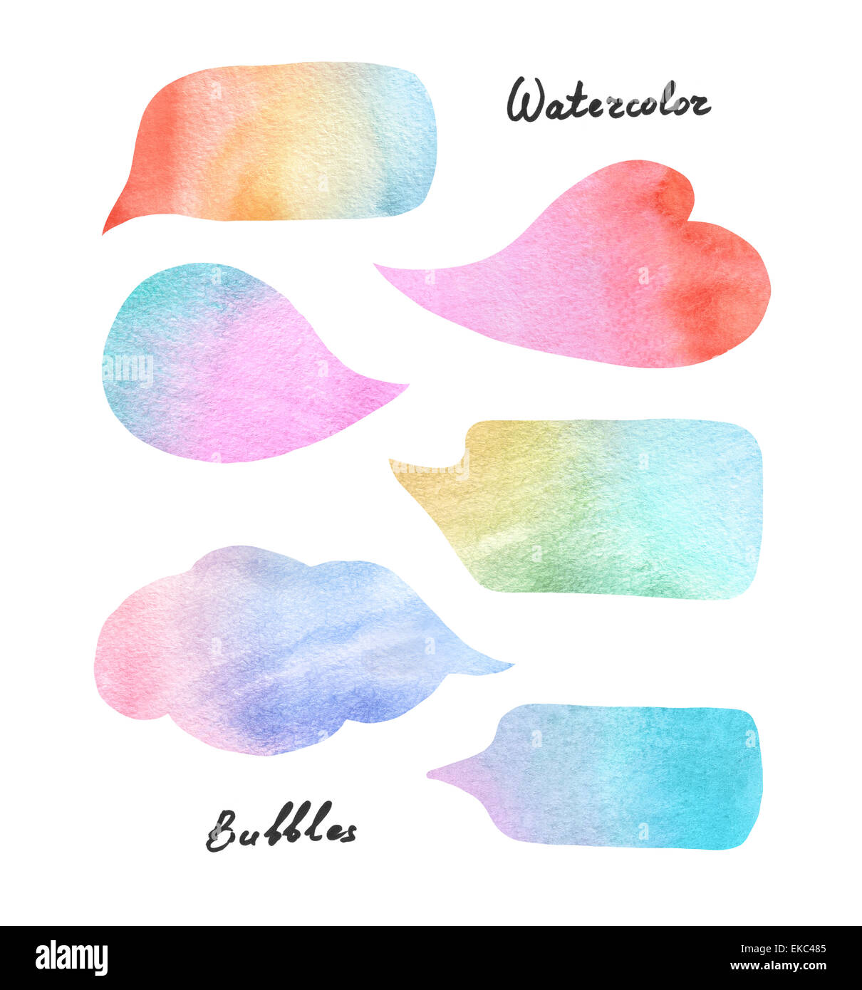 Watercolor colorful speech bubbles Stock Photo - Alamy