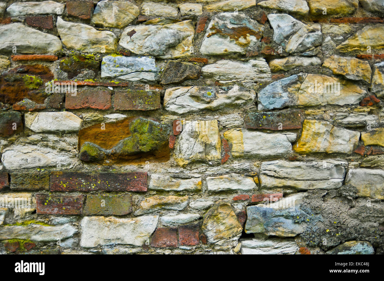 Old wall with bricks and natural stones hi-res stock photography and ...
