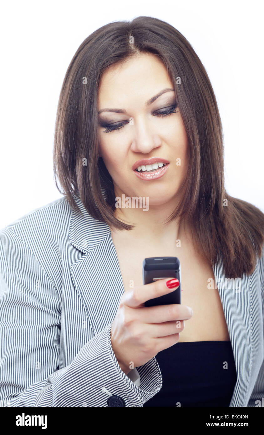 Read an sms on her mobile phone hi-res stock photography and images - Alamy