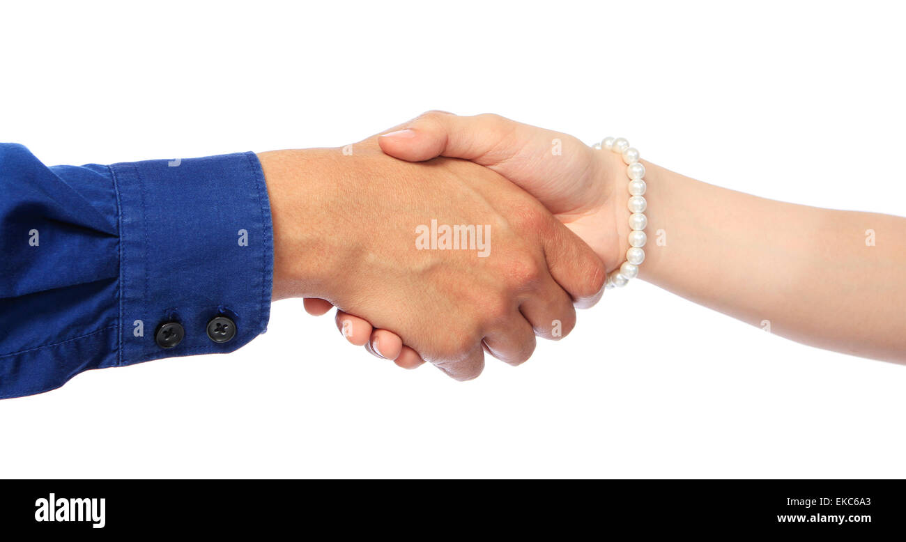 Handshake greeting between female male hi-res stock photography and ...