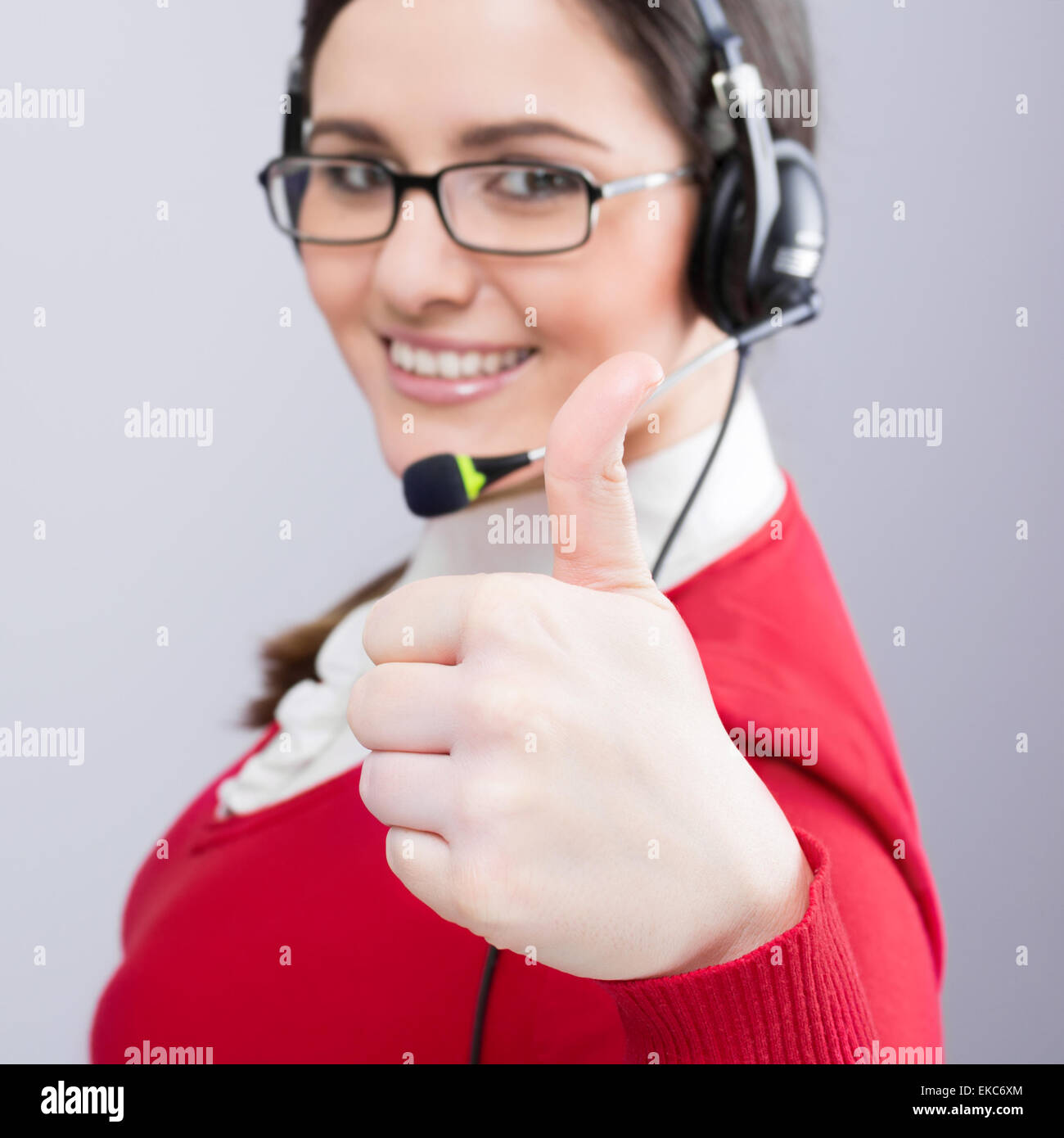 Positive support operator smiling Stock Photo - Alamy