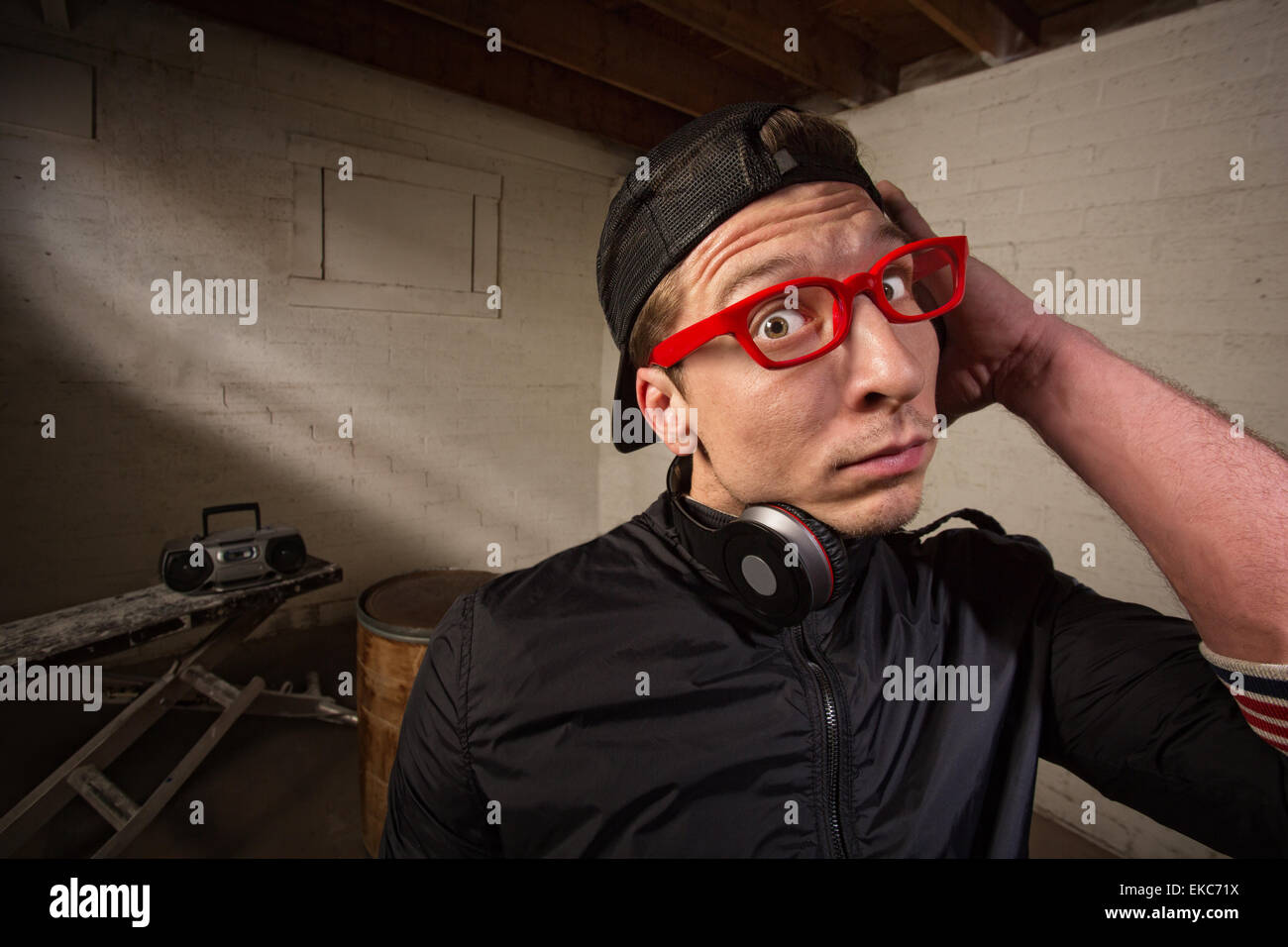 Startled European Man Stock Photo - Alamy