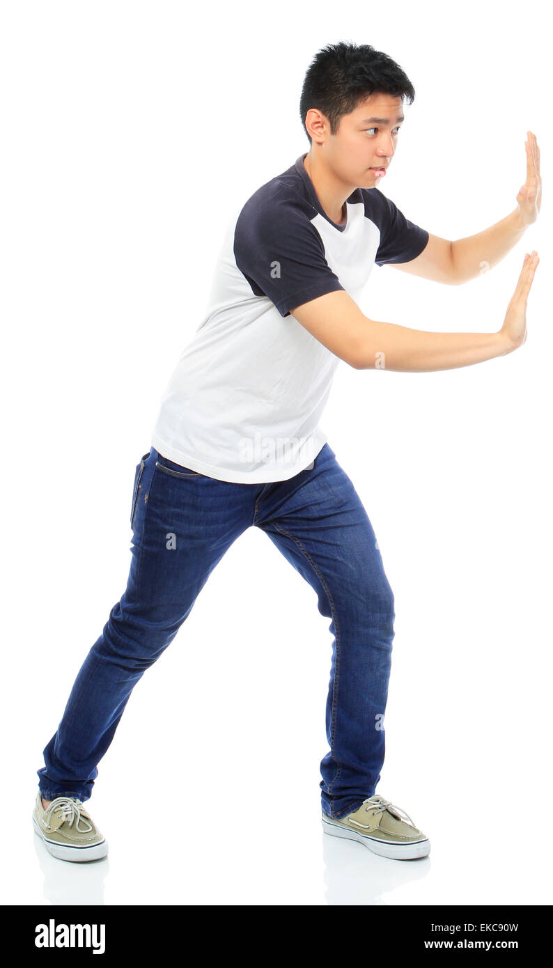 Pushing person Cut Out Stock Images & Pictures - Alamy