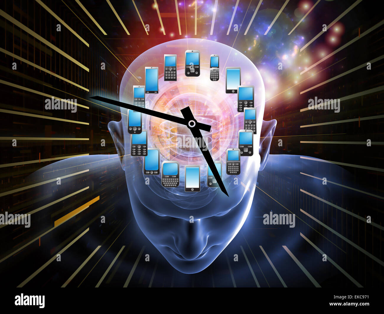 Illustration thinking concept human head clock hi-res stock photography ...