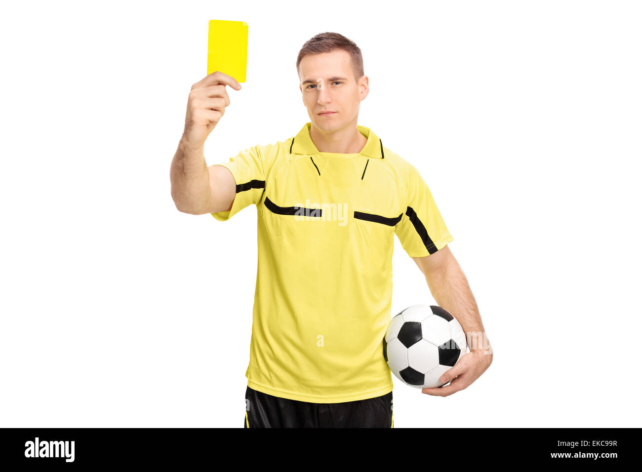 Referee showing yellow card hi-res stock photography and images - Alamy