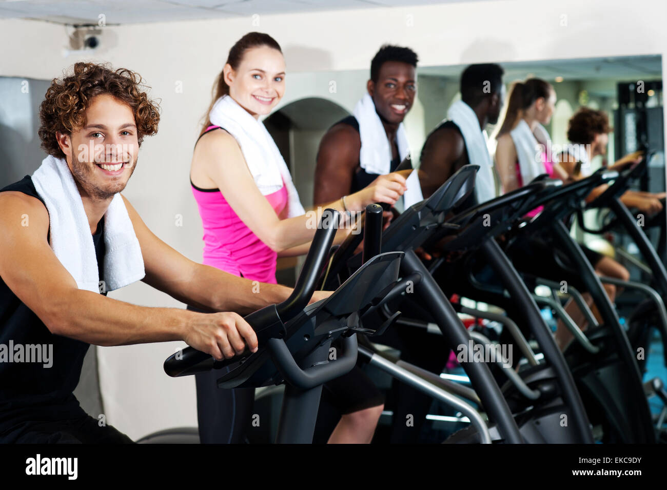 People at gym working out happily Stock Photo - Alamy