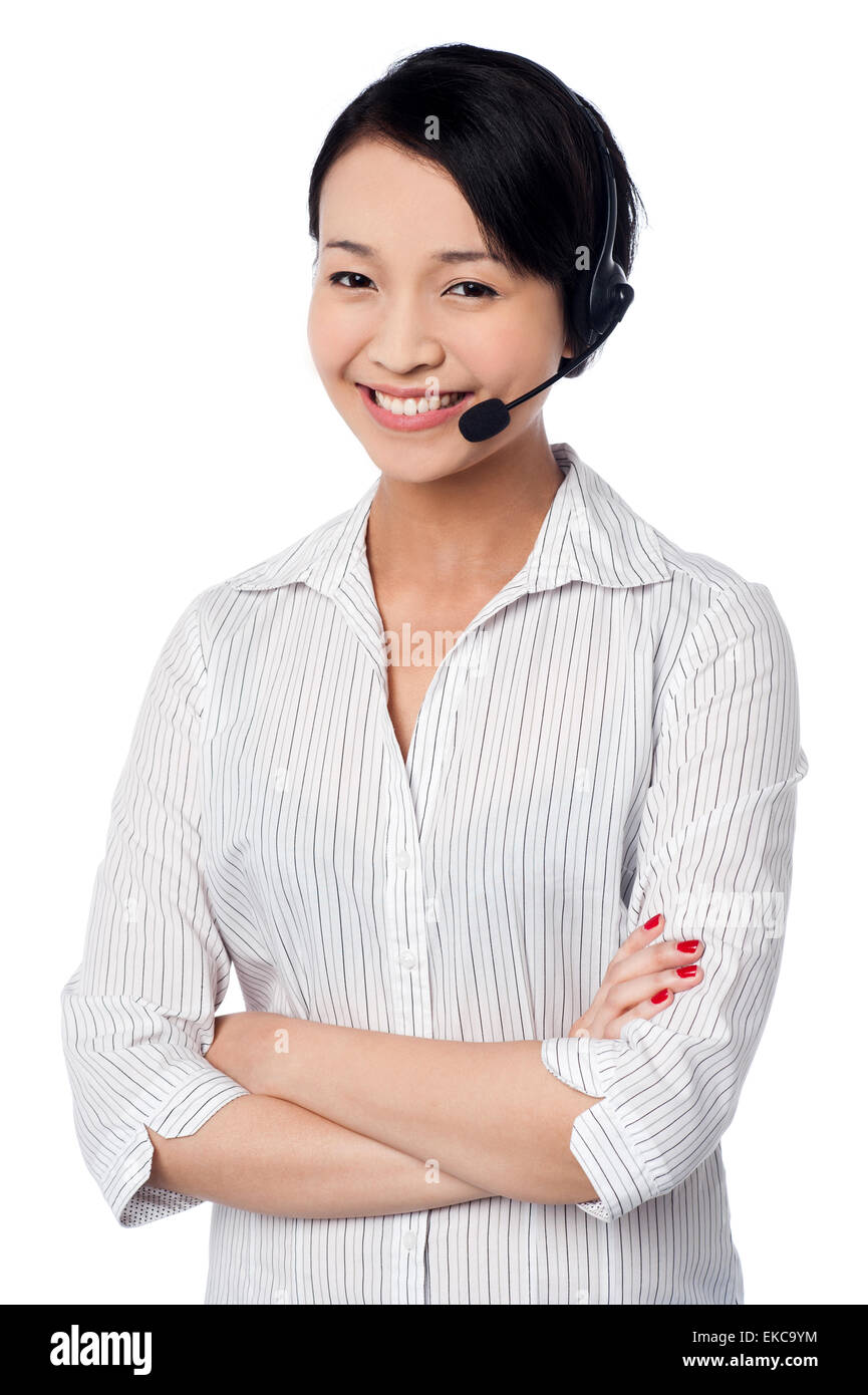 Cute female call centre executive Stock Photo - Alamy Cute female call centre executive Stock Photo - Alamy