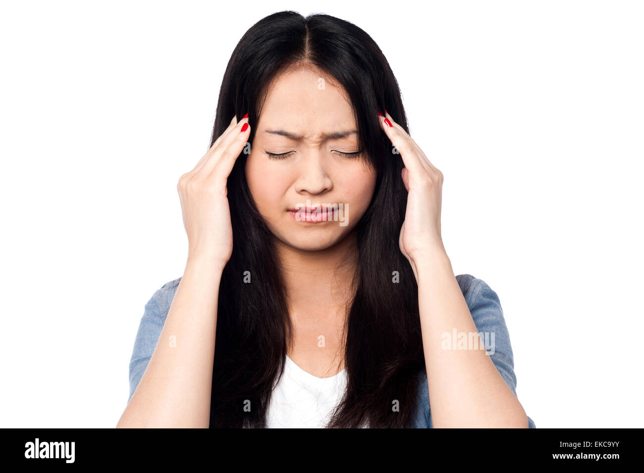 Young girl having headache Stock Photo - Alamy