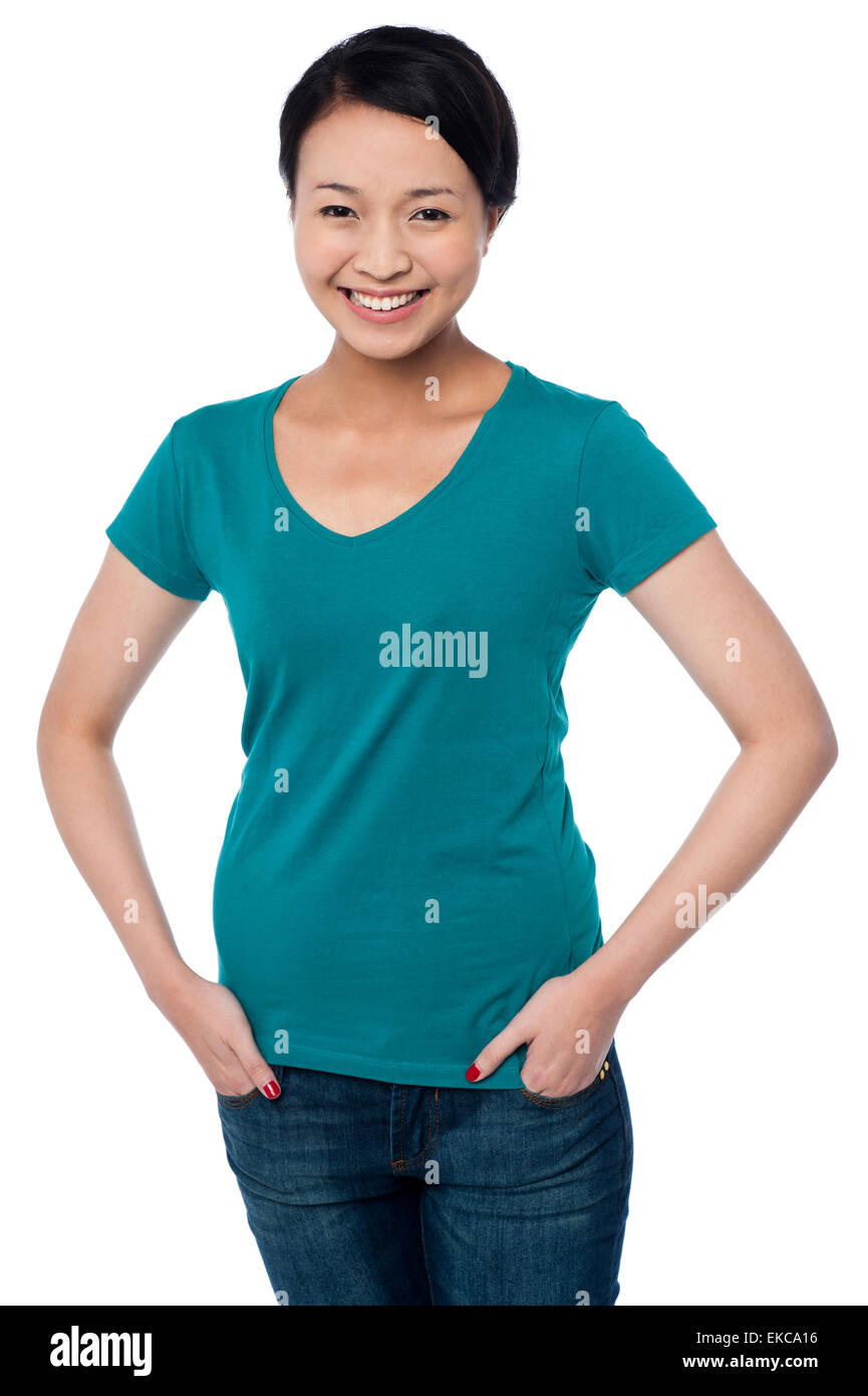 Happy chinese girl, casual portrait Stock Photo - Alamy