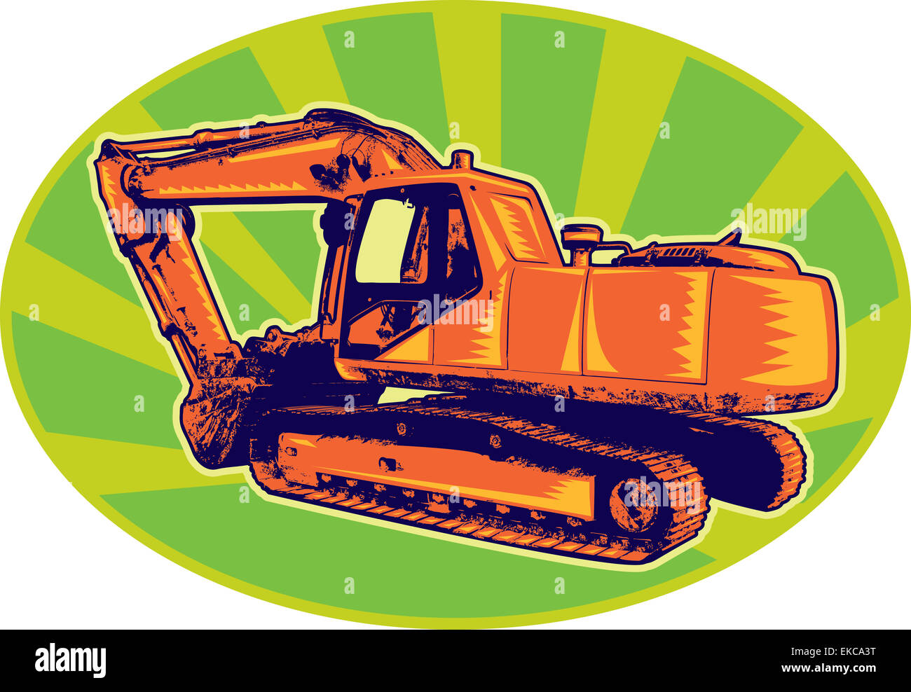 Illustration construction digger mechanical excavator hi-res stock ...