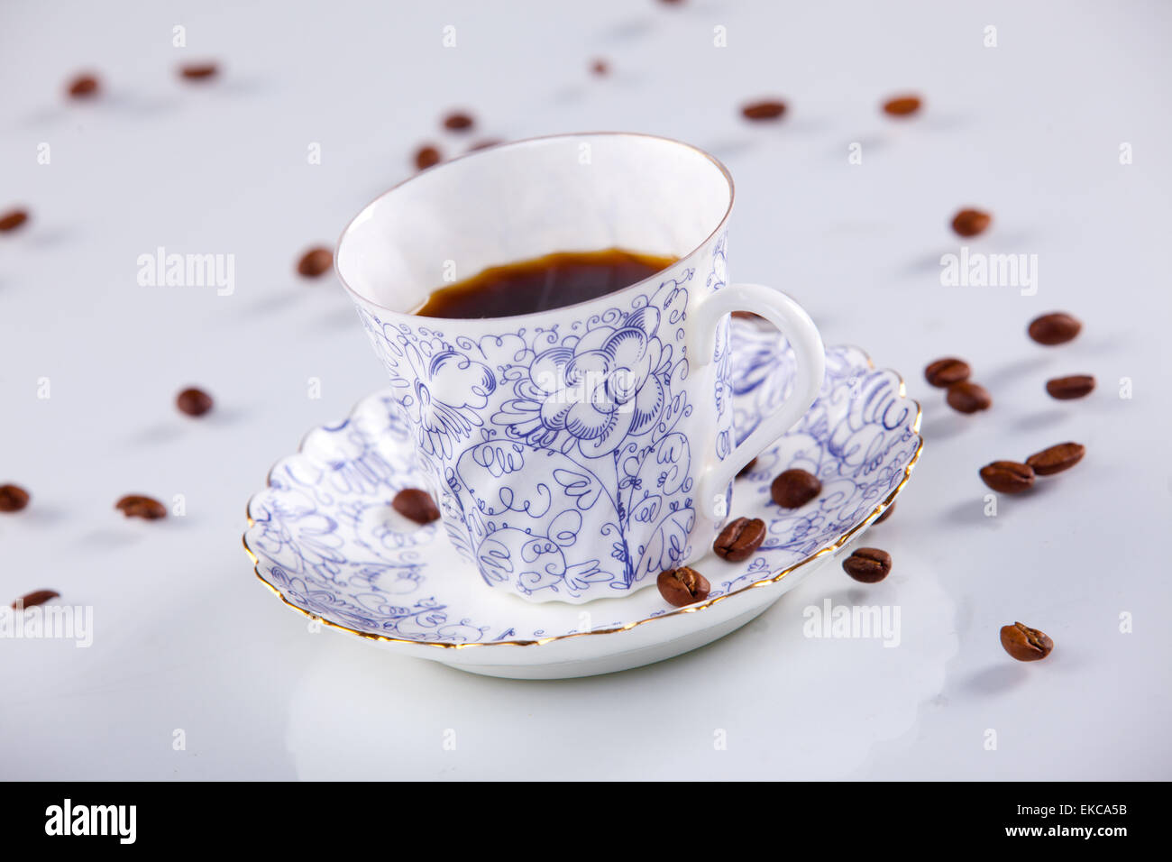 Caffe Cup With Beans Stock Photo - Alamy