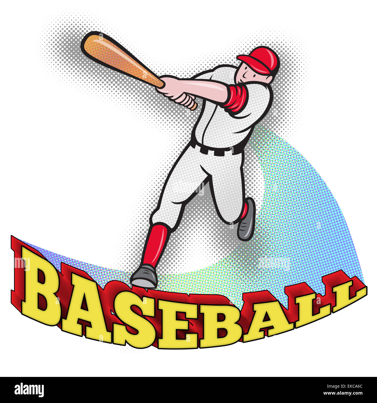 baseball player batting cartoon style Stock Photo - Alamy