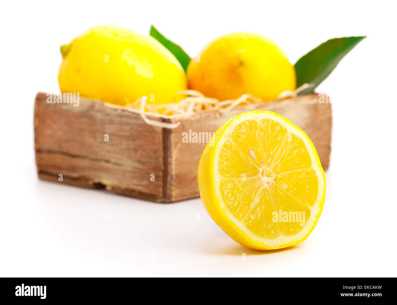 Wooden box full of lemons Stock Photo - Alamy