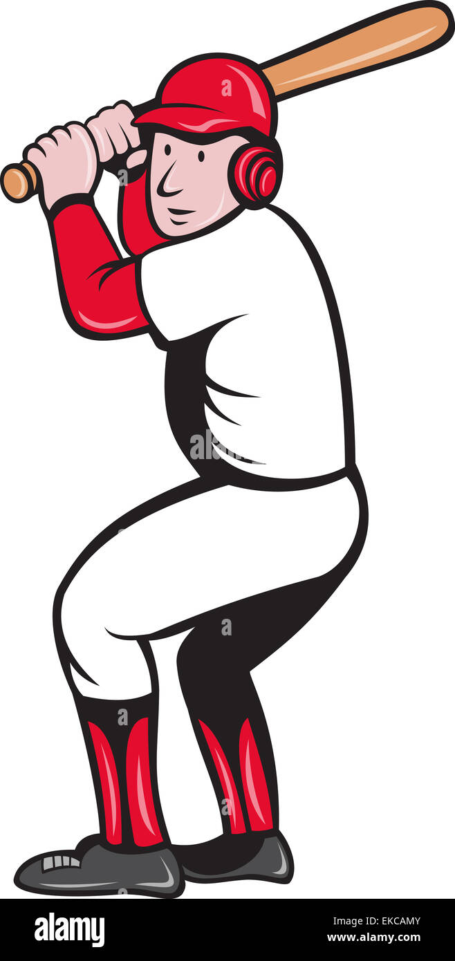 baseball player batting cartoon style Stock Photo - Alamy