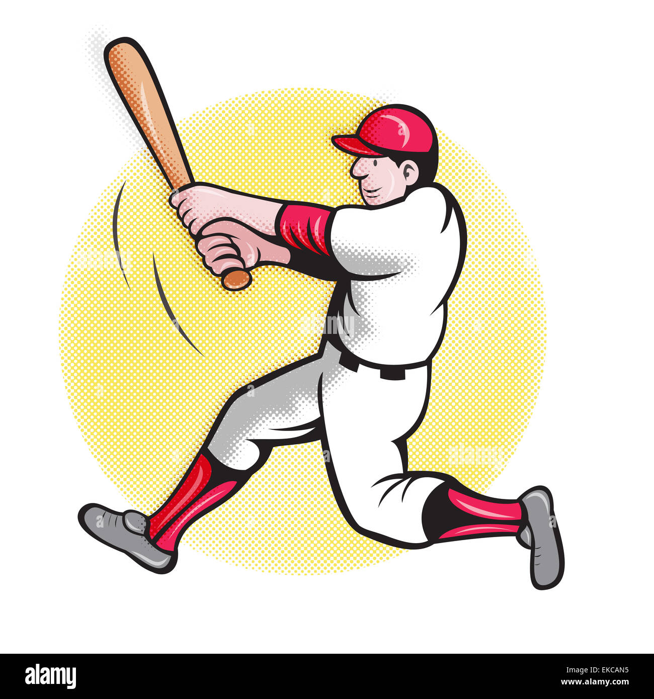 baseball player batting cartoon style Stock Photo - Alamy