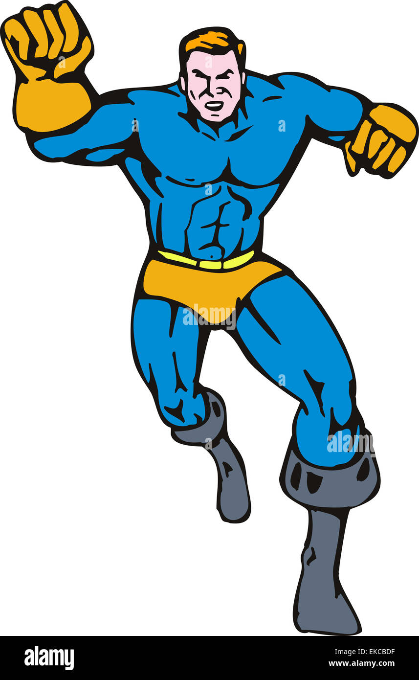 Cartoon Super Hero Running Punching High Resolution Stock Photography ...